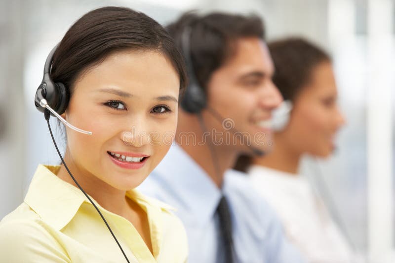 Beautiful Customer Service Operator Woman with Headset Stock Image ...