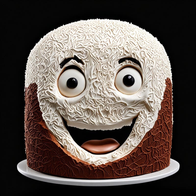 Smiling Cake Character with Chocolate Icing Stock Photo - Image of ...
