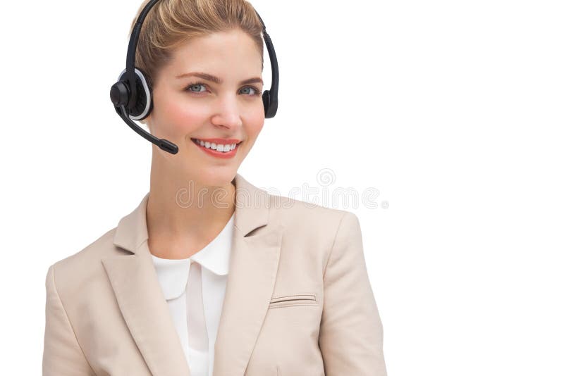 Smiling Call Center Agent Approving Stock Photo - Image of agent ...