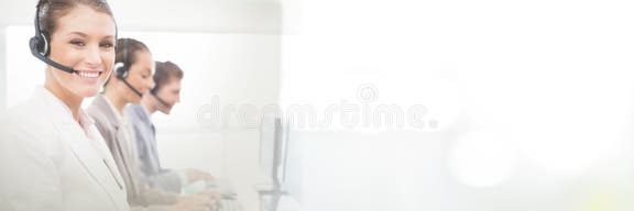 Smiling call center agent stock photo. Image of agent - 92642370