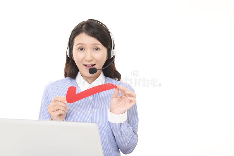 Operator with a check mark stock photo. Image of examine - 115257980
