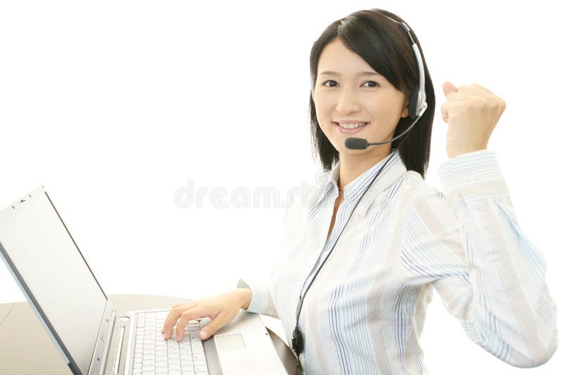 Smiling Call Center Operator Stock Image - Image of corporate, call ...