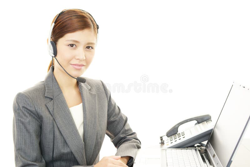 Smiling Call Center Operator Stock Photo - Image of adult, healthy ...