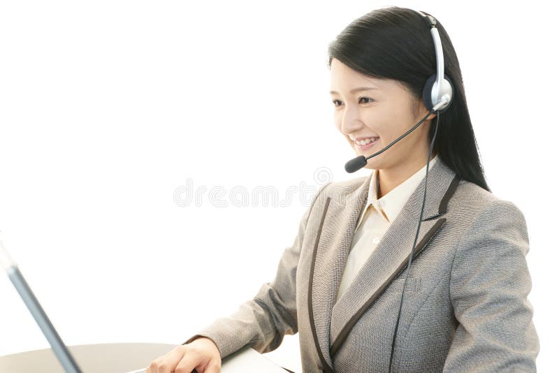 Smiling Call Center Operator Stock Image - Image of corporate, call ...