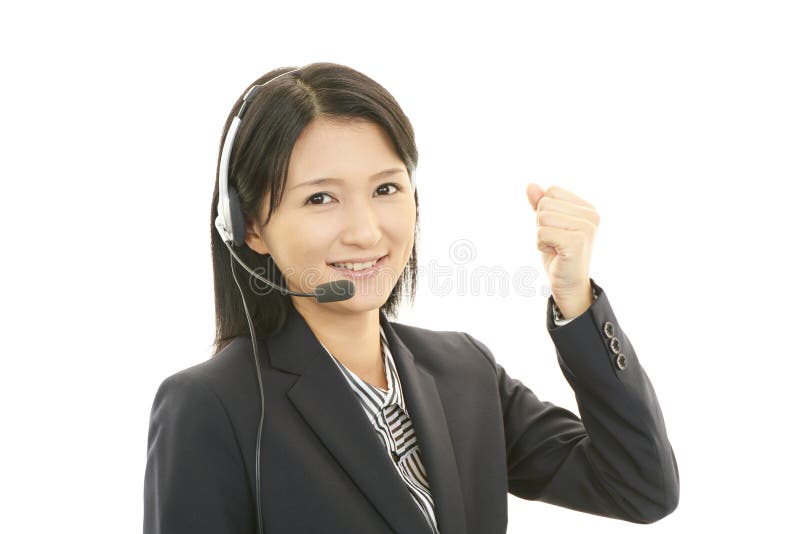 .Smiling Call Center Operator Stock Image - Image of adult, beautiful ...