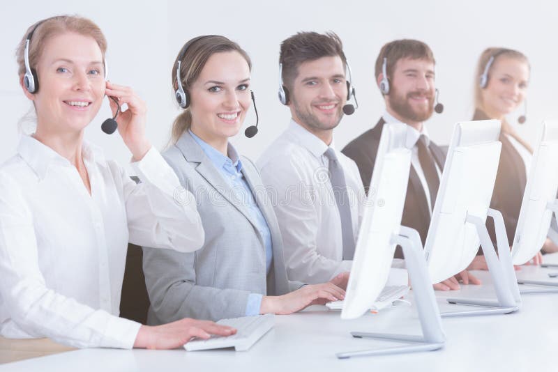 Call Center Workers in Office Stock Photo - Image of friendly ...