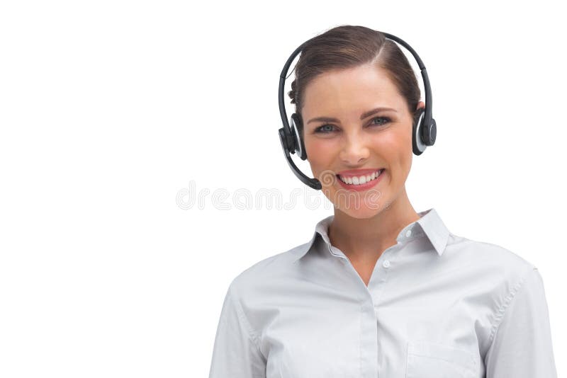 Smiling Call Centre Agent Working at Desk Stock Photo - Image of pretty ...