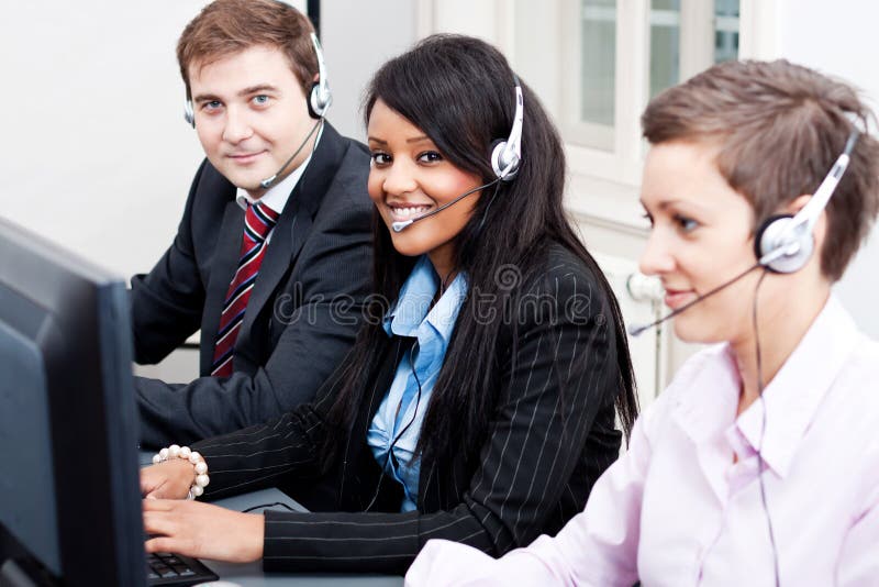 Smiling Callcenter Agent with Headset Support Stock Photo - Image of ...
