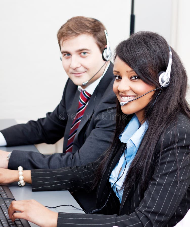 Smiling Callcenter Agent with Headset Support Stock Photo - Image of ...