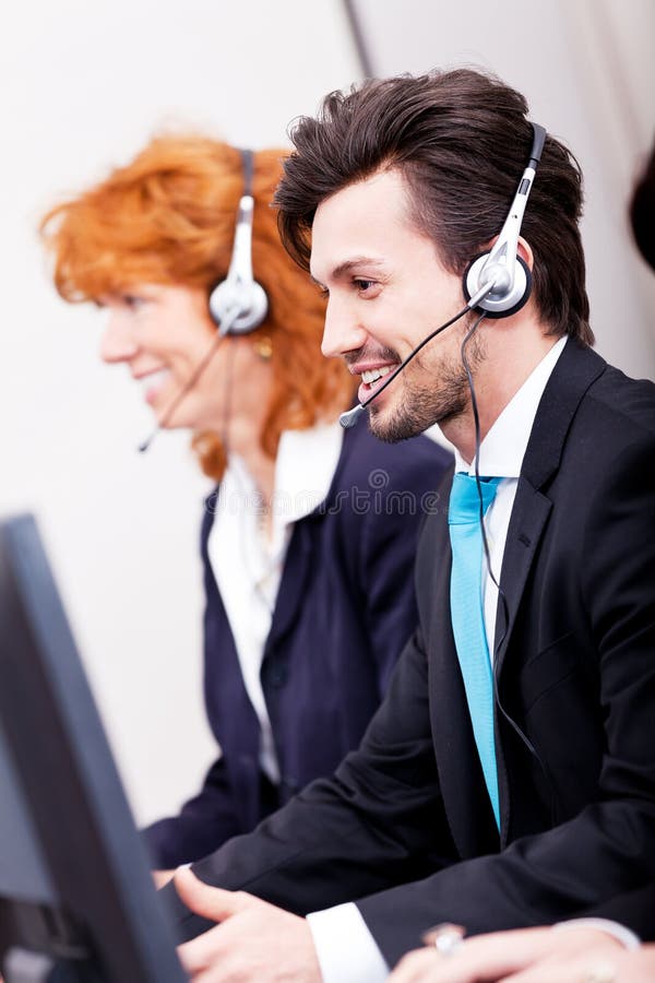 Smiling Callcenter Agent with Headset Support Stock Photo - Image of ...