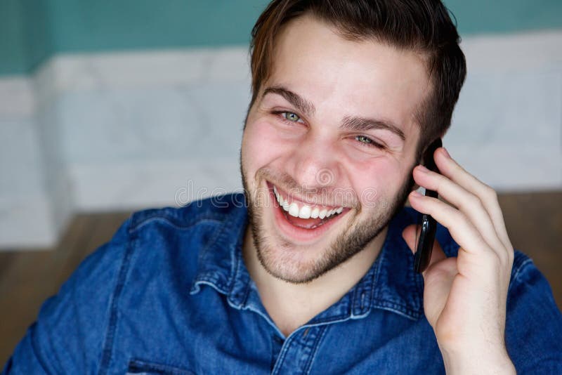 Smiling and Calling on Mobile Phone Stock Image - Image of home ...