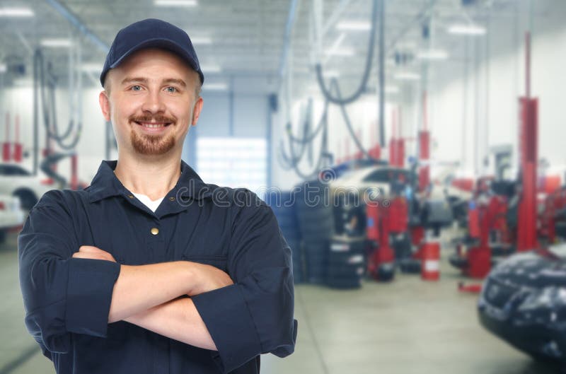 Smiling Car Mechanic in Auto Repair Service. Stock Photo - Image of ... Smiling Car Mechanic in Auto Repair Service. Stock Photo - Image of ...