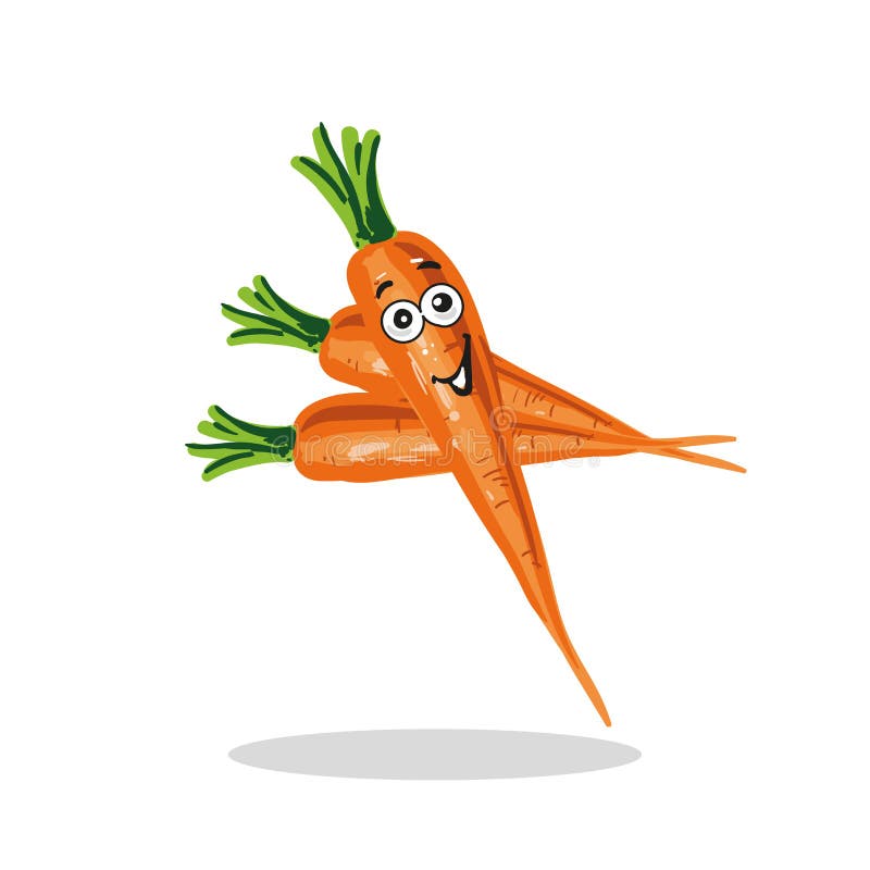 Smiling Carrot Cartoon Character Vector Illustration on White Stock ...