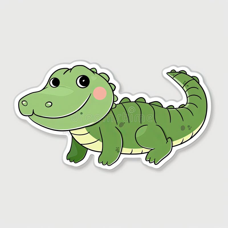 Smiling Cartoon Alligator Sticker Generated with AI Stock Illustration ...