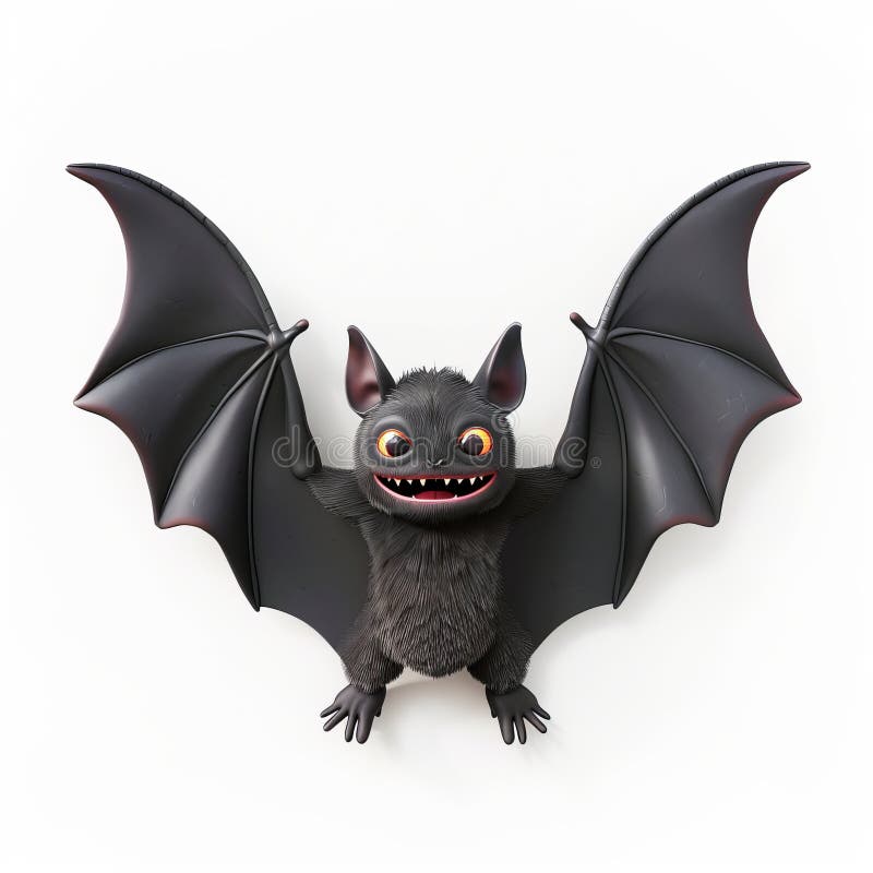 Smiling Cartoon Bat with Spread Wings Stock Illustration - Illustration ...