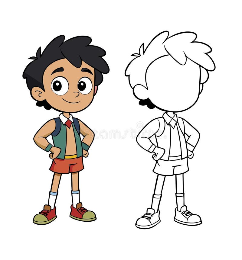 Smiling Cartoon Boy with Backpack Ready for School Stock Vector ...