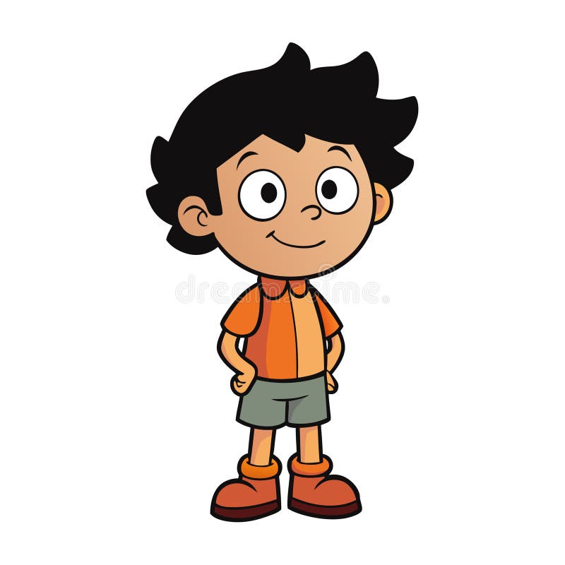 Smiling Cartoon Boy Standing with Hands in Pockets Stock Illustration ...