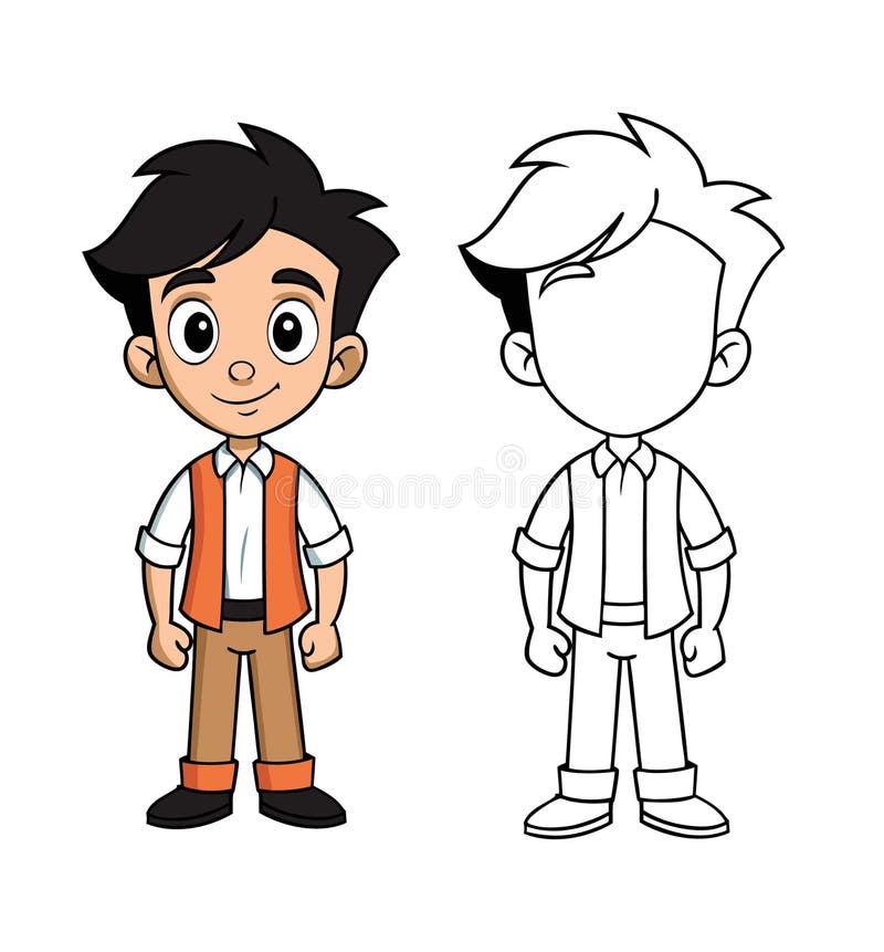 Smiling Cartoon Boy with Vest Vector Illustration Stock Vector ...