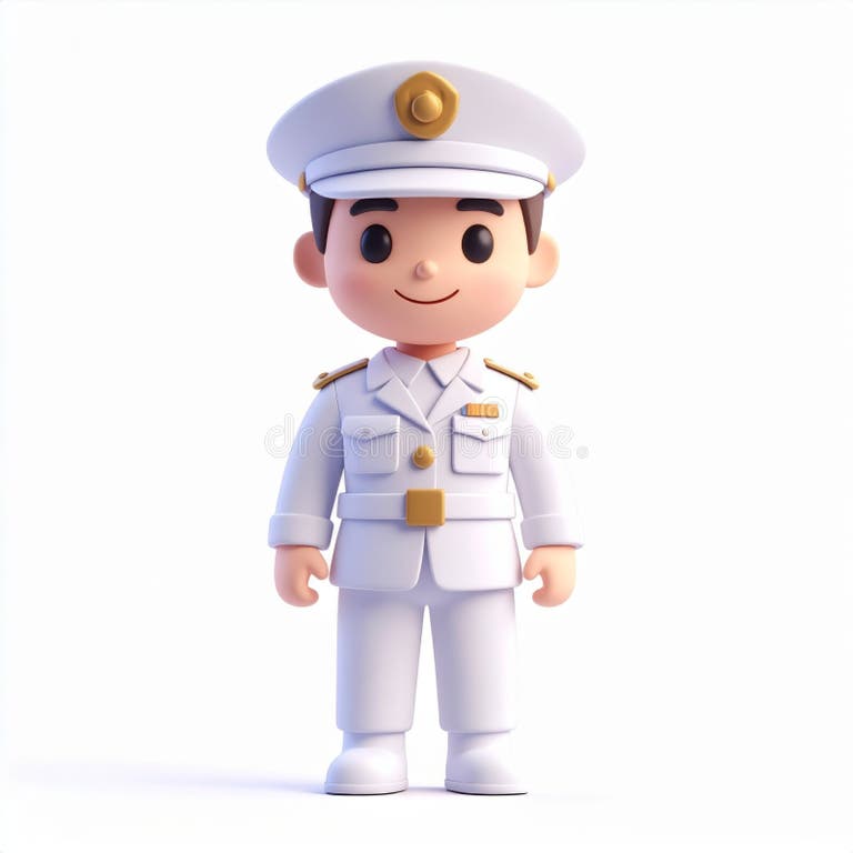 Smiling Cartoon Captain in White Uniform Stock Illustration ...