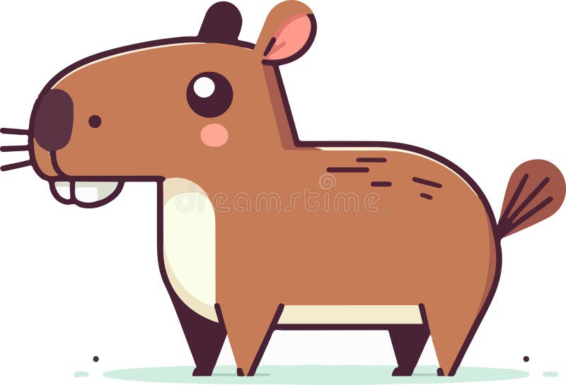 Smiling Cartoon Capybara Standing in Side Profile with Visible Teeth ...
