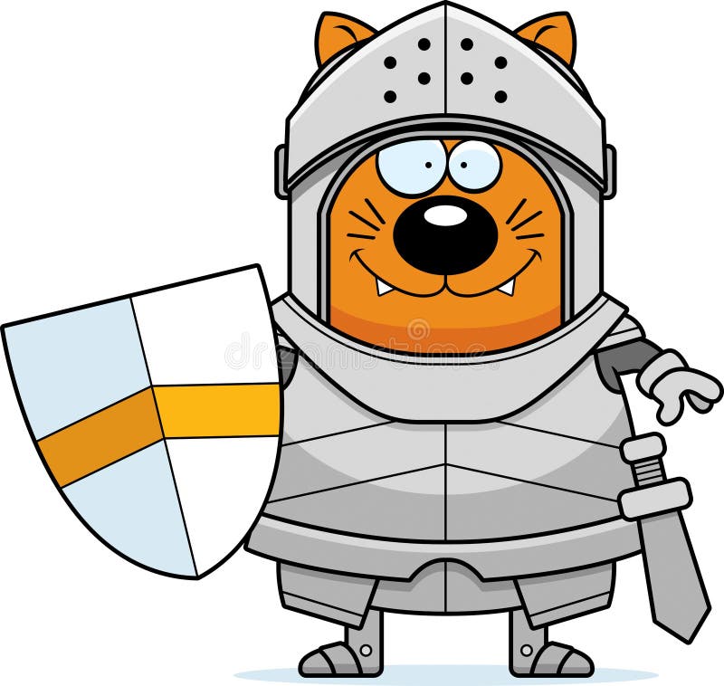 Smiling Cartoon Cat Knight stock vector. Illustration of medieval ...