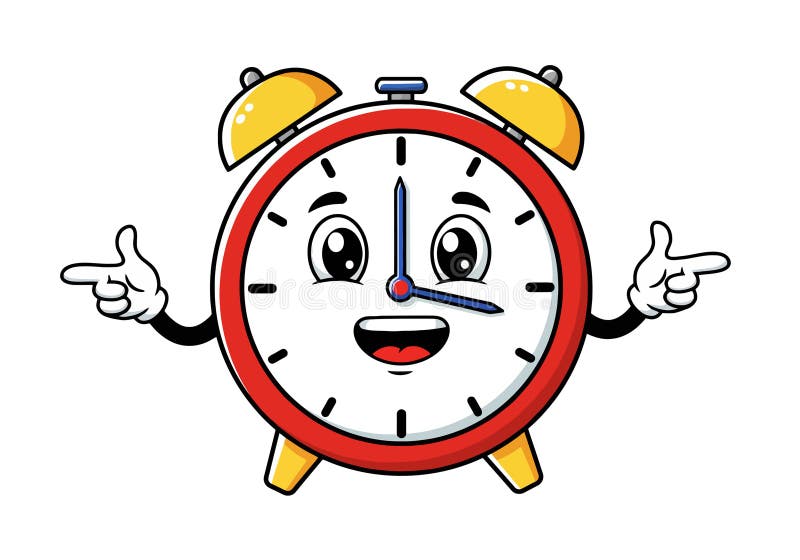 Cartoon clock clipart. stock image. Illustration of bells - 360149385