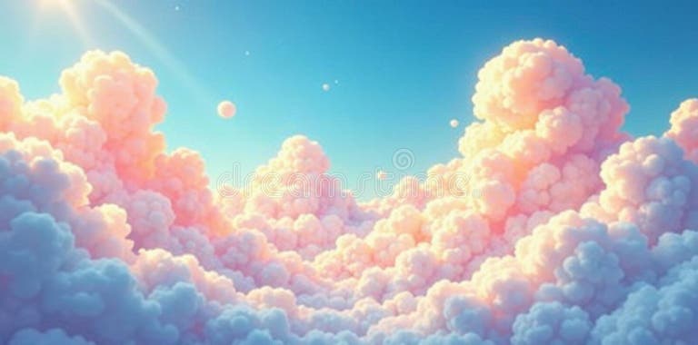 Smiling Cartoon Clouds, Expansive Panoramic View , Cartoon, Design ...