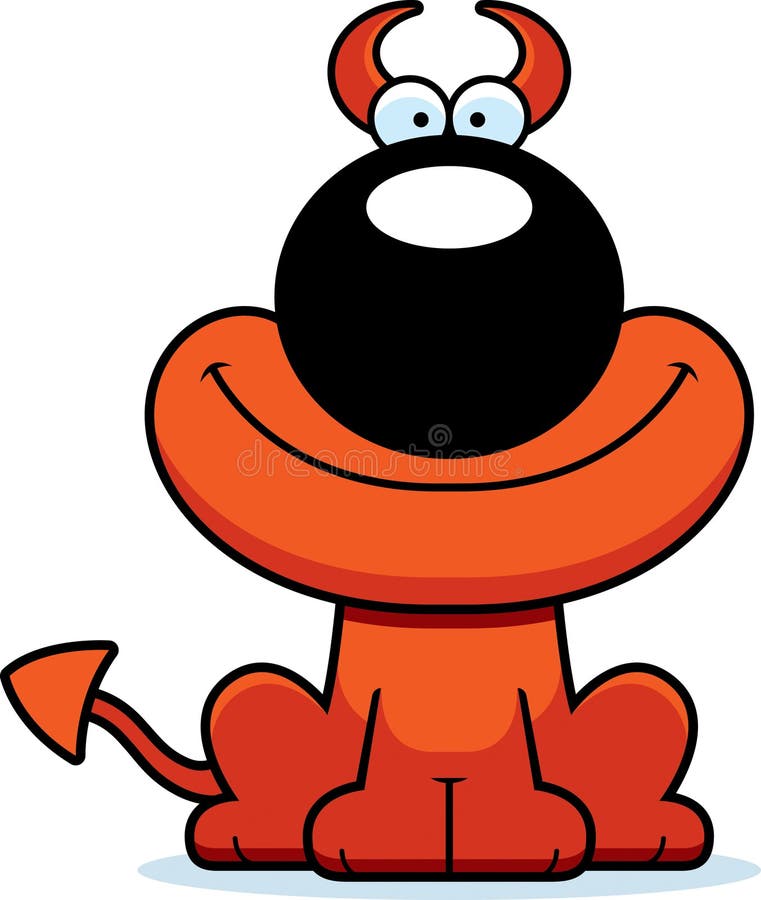Devil Smiling Face - Cute Cartoon Fat Kid Illustration Stock ...