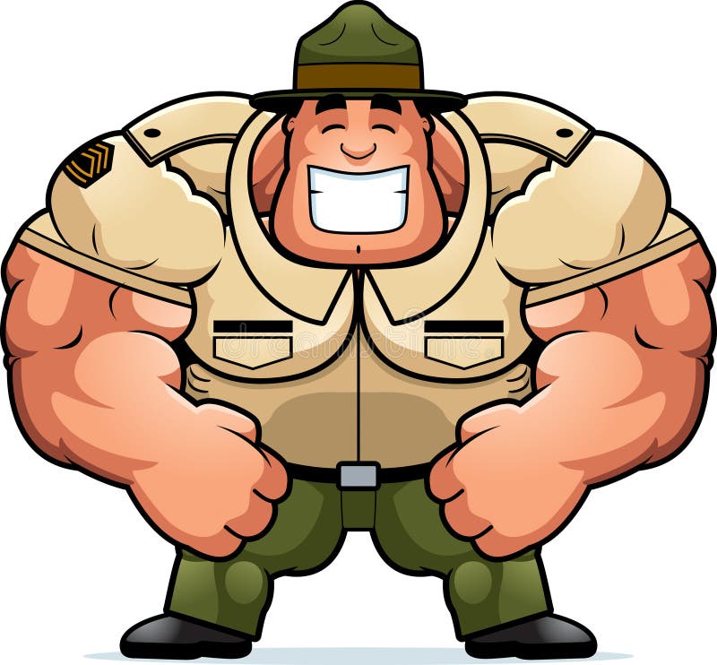 Smiling Cartoon Drill Sergeant Stock Vector - Illustration of military ...