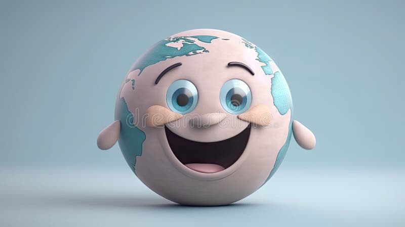 Smiling Cartoon Earth on Gray Background for Invitations and Posters ...