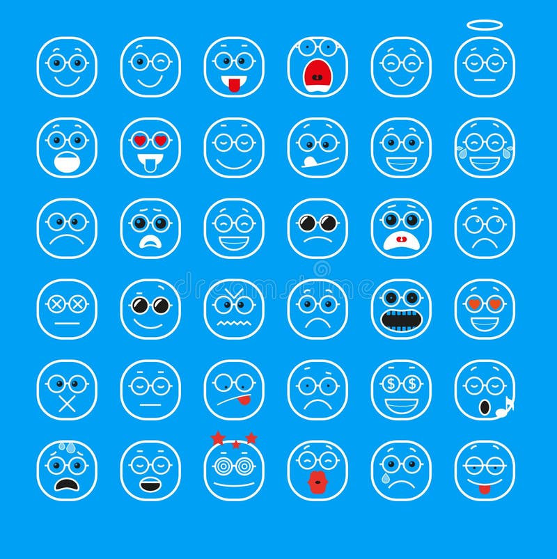 Smiling Cartoon Face Positive People Emotion Stock Vector ...