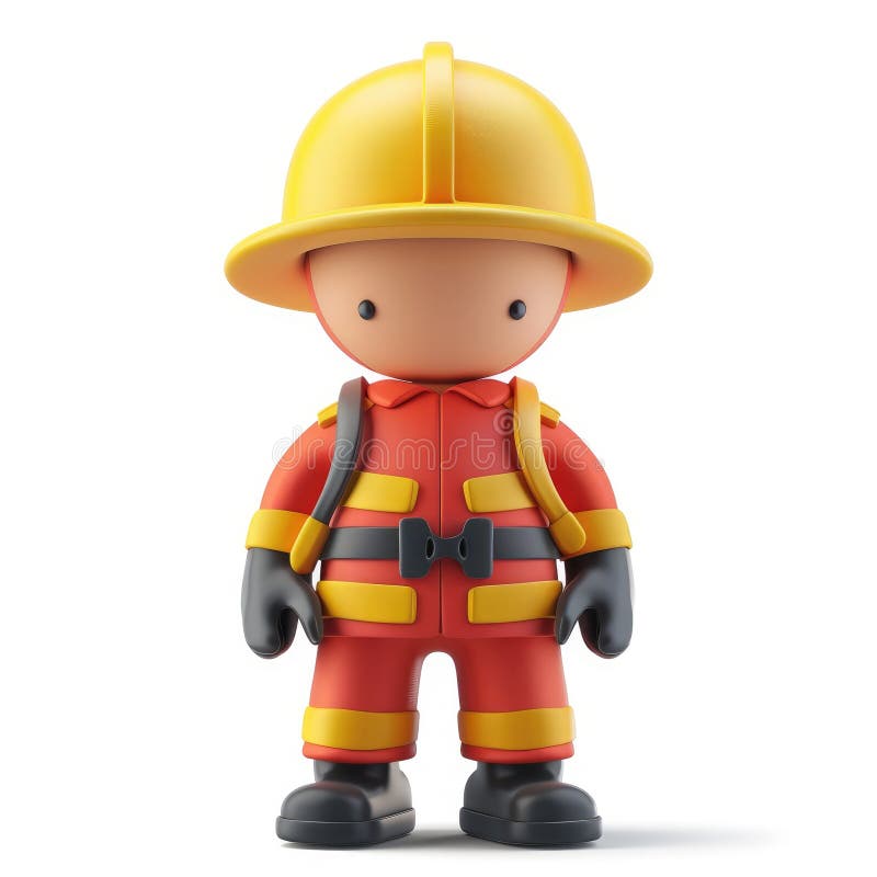 Adorable Cartoon Firefighter in Uniform, Ready for Action! Stock ...