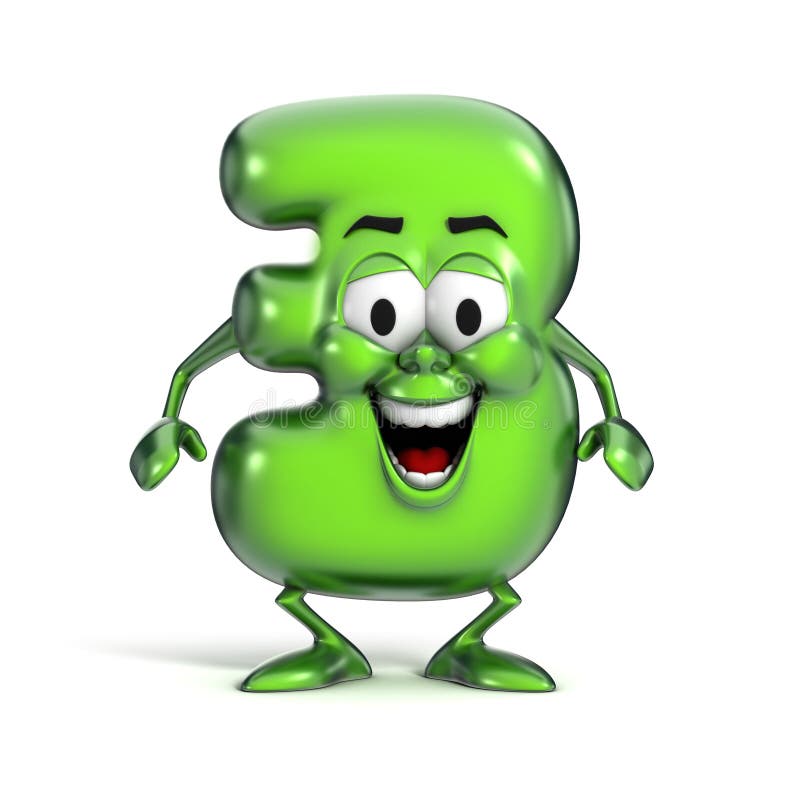 Smiling Cartoon Font Number 3 Stock Illustration - Illustration of ...