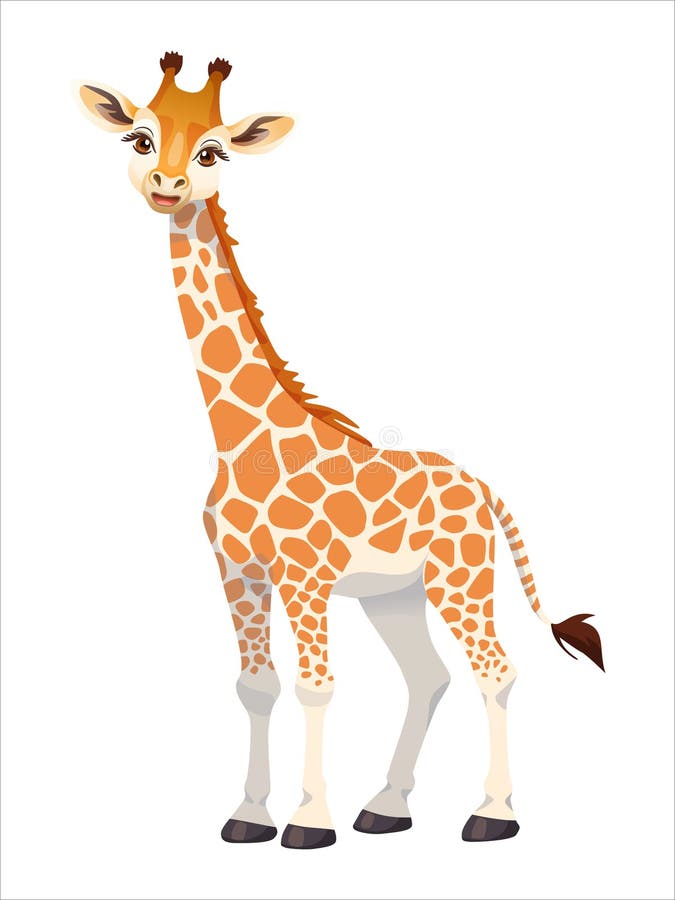 Smiling Cartoon Giraffe Isolated on White Background. Animal Characters ...