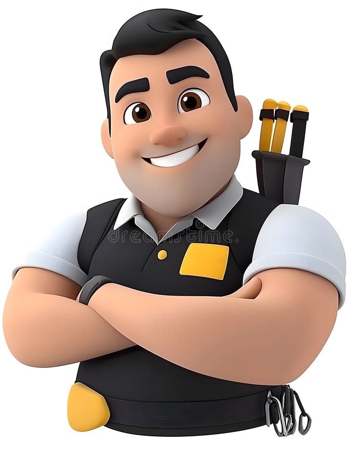 Smiling Cartoon Handyman with Tools. Stock Illustration - Illustration ...