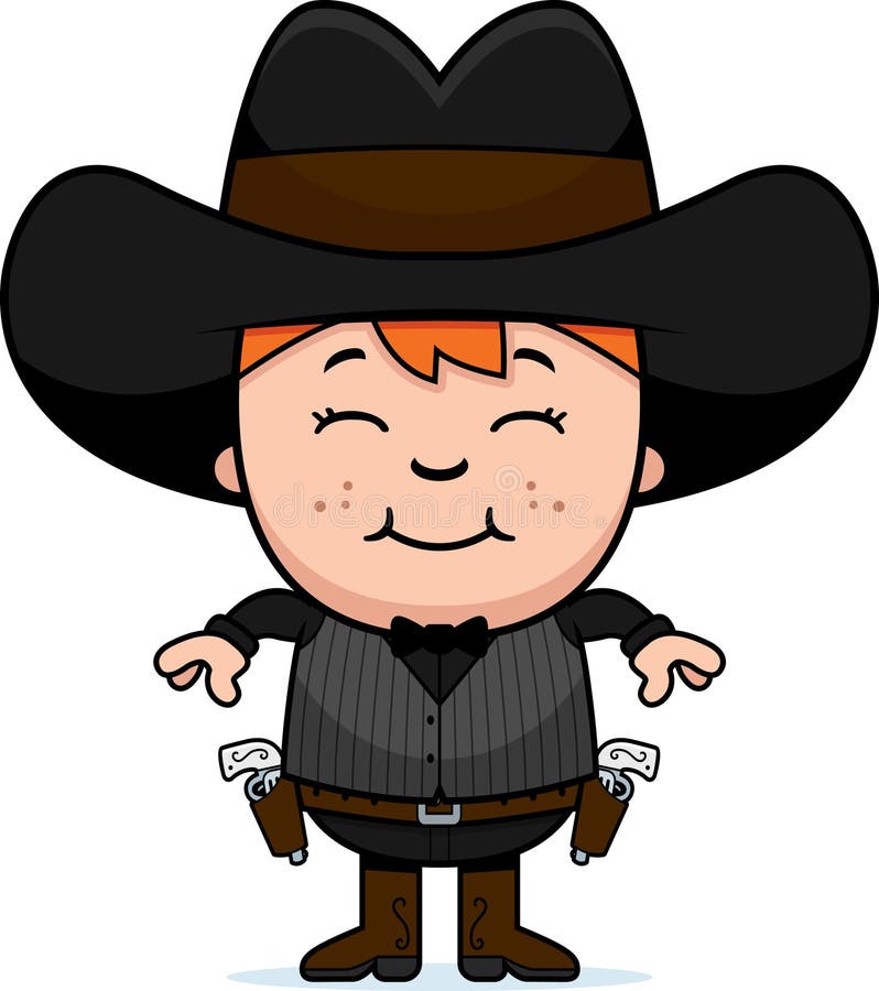 Smiling Cartoon Little Gunfighter Stock Vector - Illustration of ...