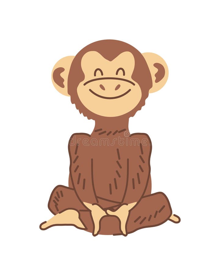 Smiling Cartoon Monkey Sitting Stock Vector - Illustration of young, design: 276967141