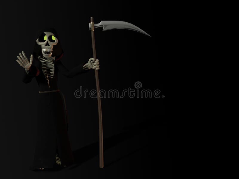 Smiling Cartoon Skeleton As the Grim Reaper. Stock Illustration ...
