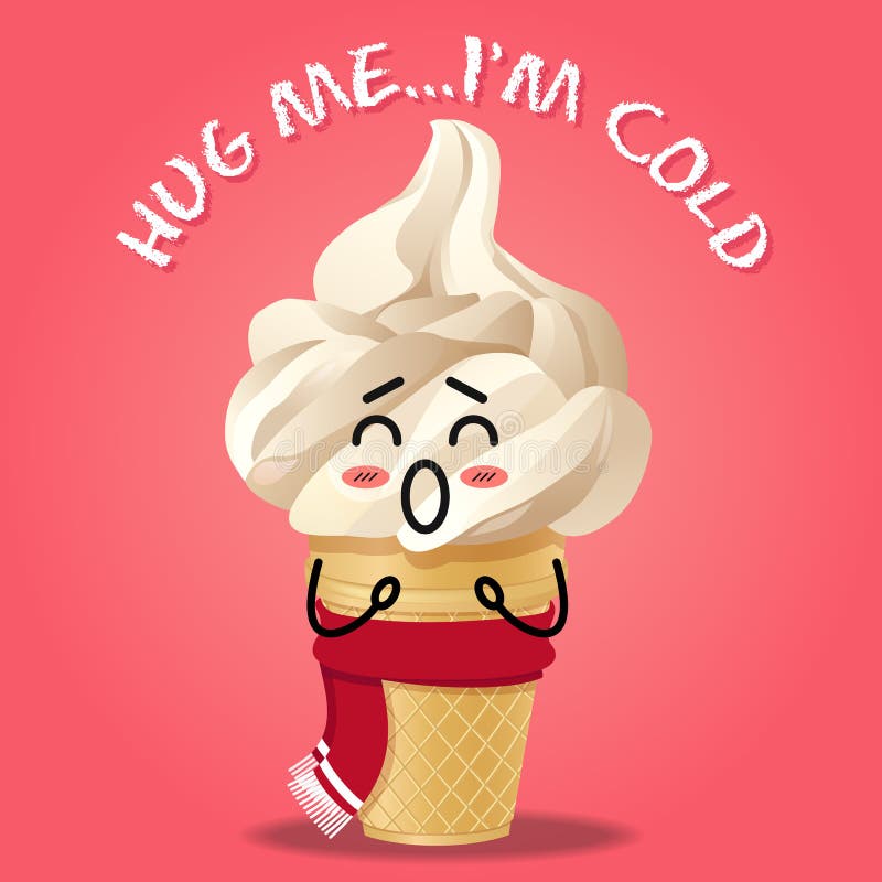 Smiling Cartoon on Soft Serve Ice Cream Stock Vector - Illustration of ...