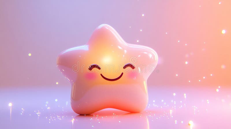 Smiling Cartoon Star with Pink Glitter Background Stock Illustration ...