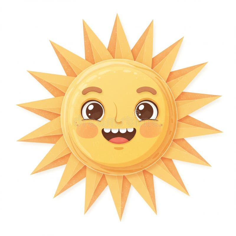 Smiling Cartoon Sun with a Face, Featuring Big Eyes and a Cheerful ...