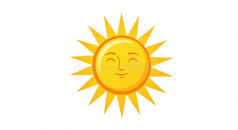 Smiling Cartoon Sun Illustrated with a Bright Yellow Face and ...
