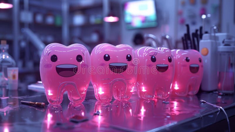 Smiling Cartoon Teeth in a Laboratory - Generative Ai Stock ...