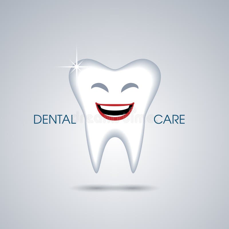 Smiling Cartoon Tooth Isolated on Green Background Stock Vector ...