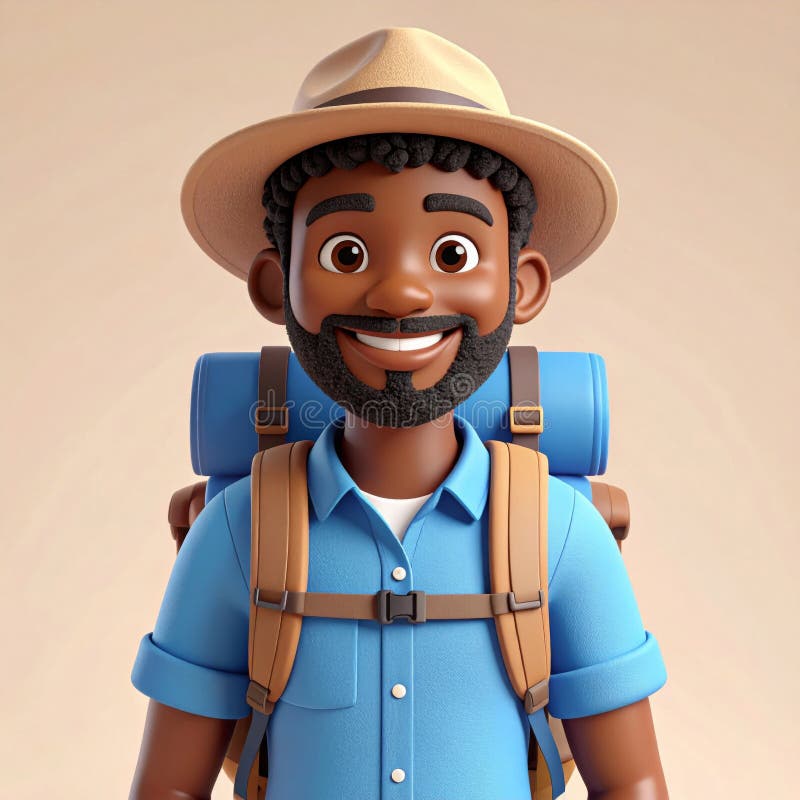 Smiling Cartoon Traveler with Backpack Stock Illustration ...