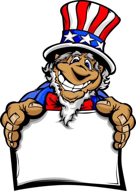 Smiling Cartoon Uncle Sam Holding a Sign Stock Vector - Illustration of ...