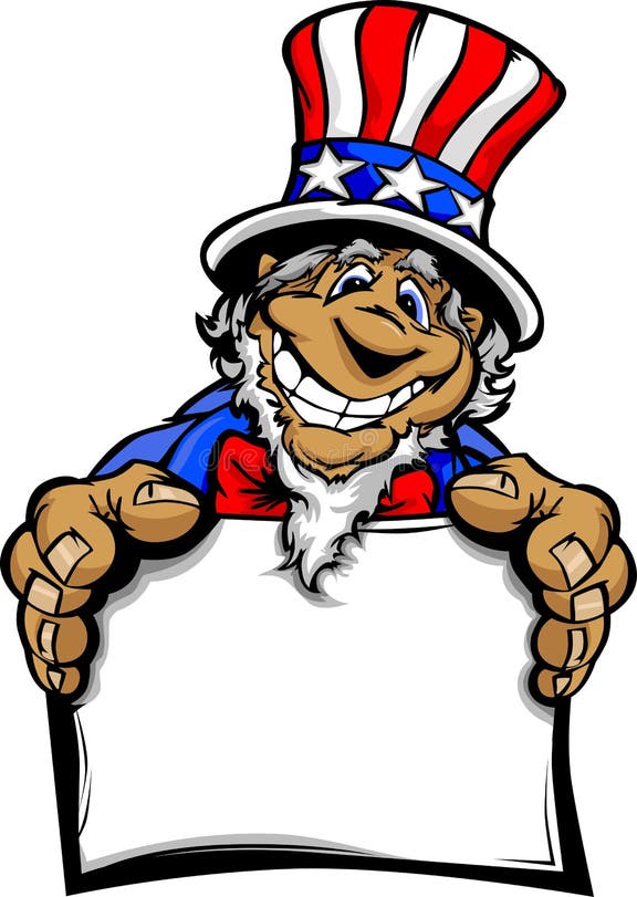 Smiling Cartoon Uncle Sam Holding a Sign Stock Vector - Illustration of ...