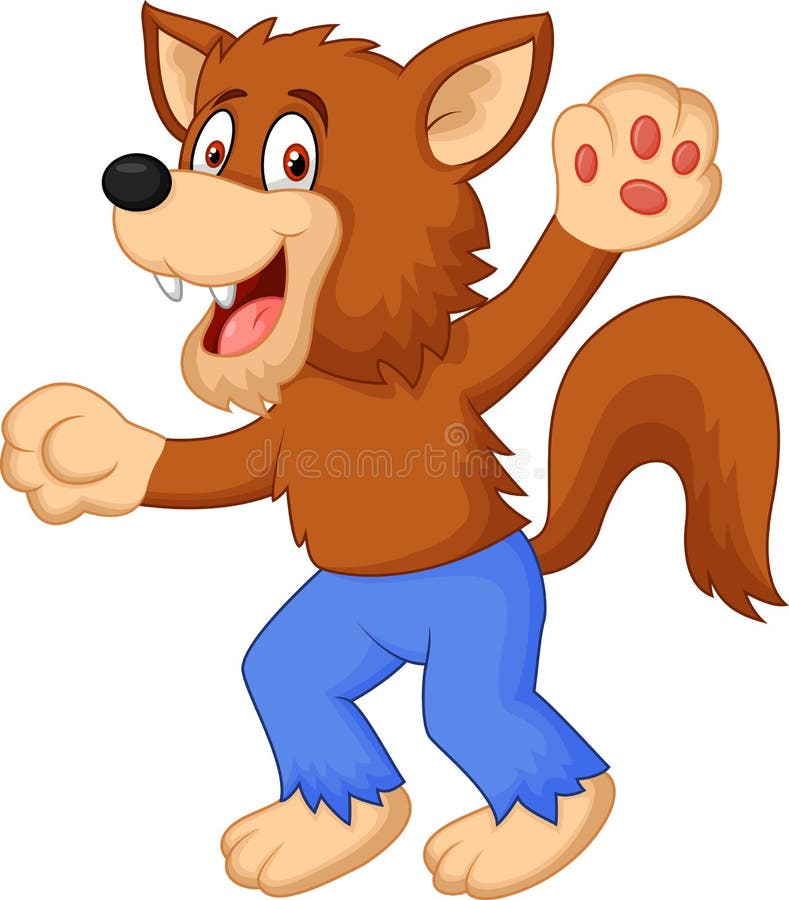 Smiling cartoon werewolf stock vector. Illustration of jeans - 46947744