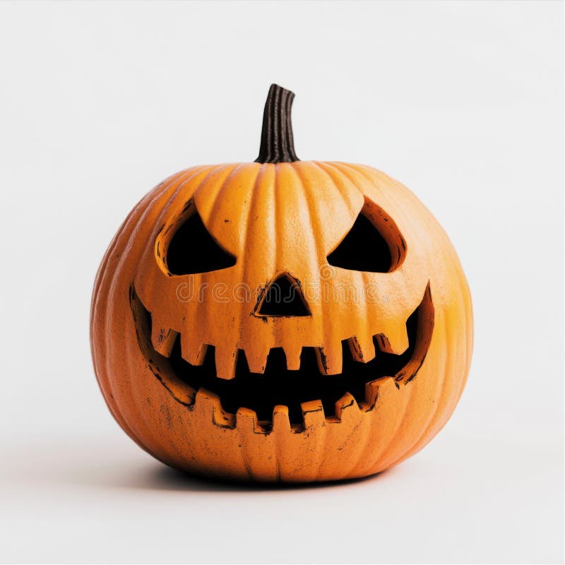 Smiling Carved Pumpkin with Jagged Teeth on White Background for ...