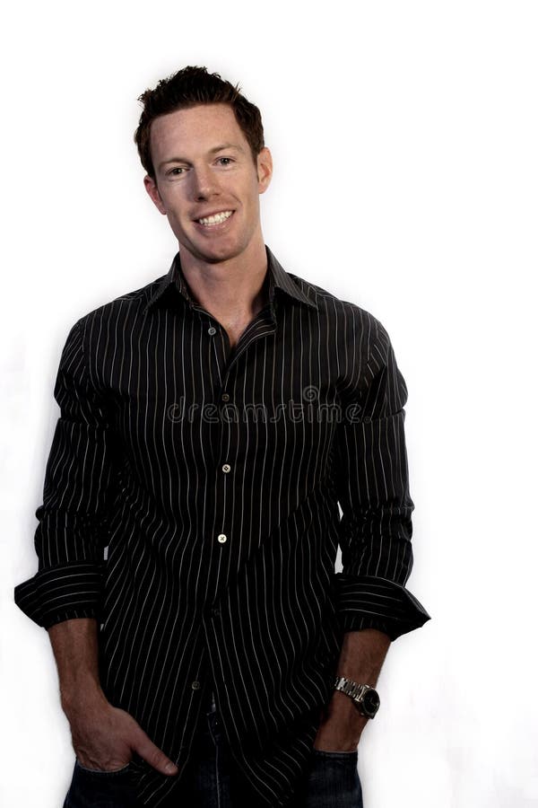 Smiling Casual Man stock image. Image of striped, smile - 1237959